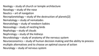 A LONG CHART ON ALL BRANCHES OF SCIENCE & NAMES | PPTX