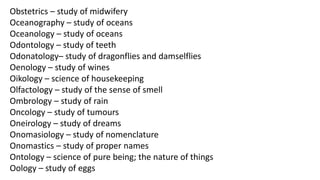 A LONG CHART ON ALL BRANCHES OF SCIENCE & NAMES | PPTX