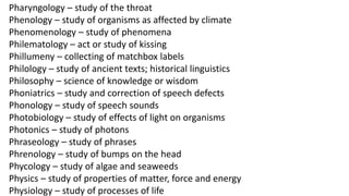 A LONG CHART ON ALL BRANCHES OF SCIENCE & NAMES | PPTX