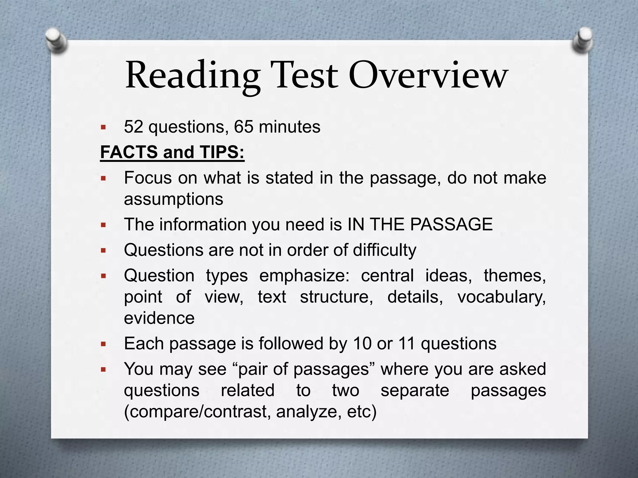 An Overview of SAT Reading Test | PPTX