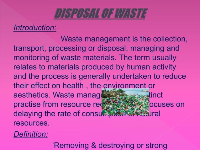 disposal of waste and dead bodies | PPTX