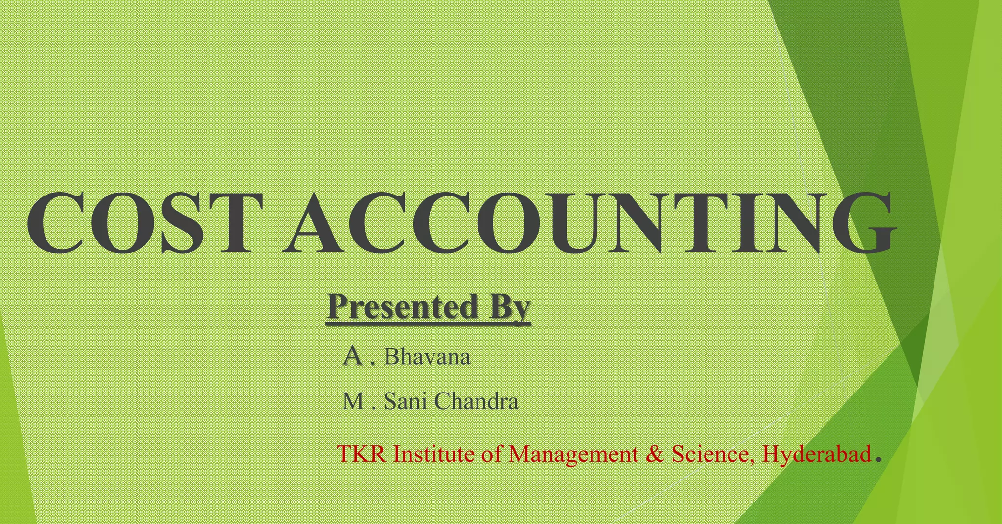 Cost Accounting presentation | PPTX