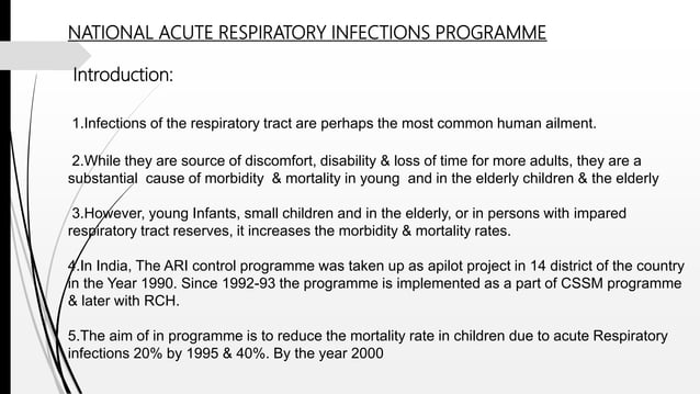 National Acute Respiratory Infection Programme | PPTX | Lung and ...