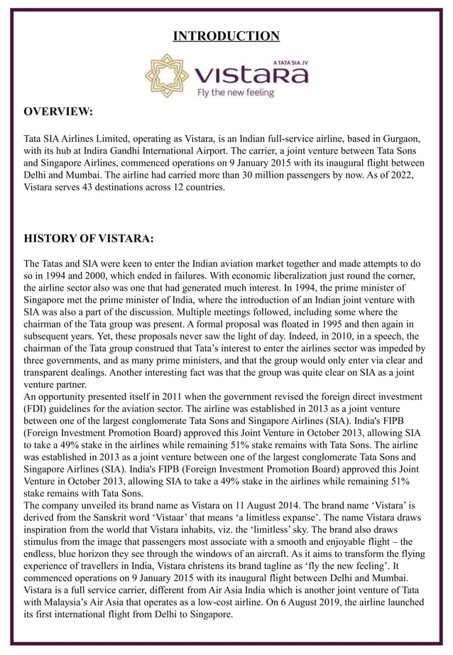 Vistara airline | PPTX