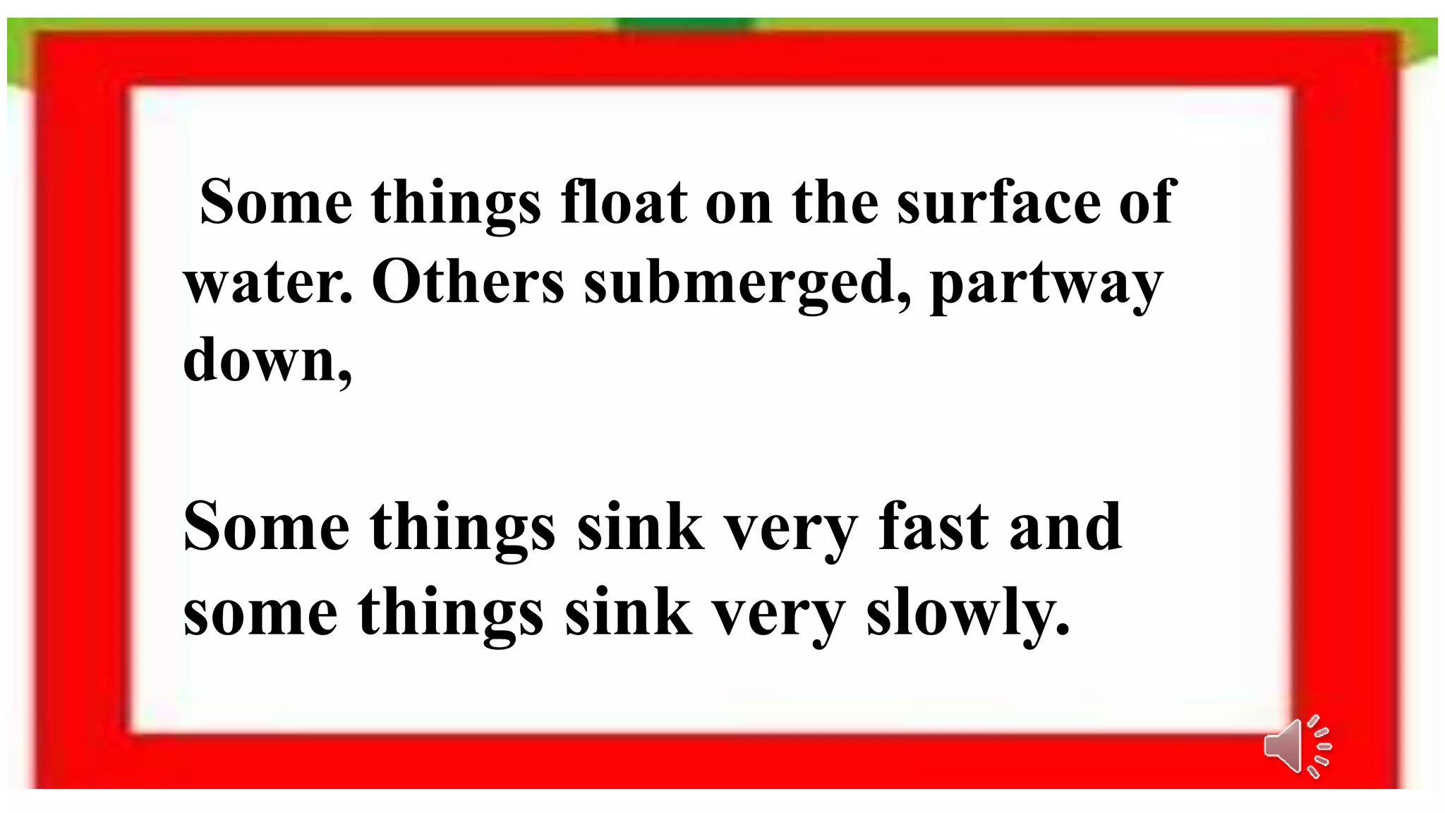 IDENTIFYING MATERIALS THAT FLOAT OR SINK | PPT
