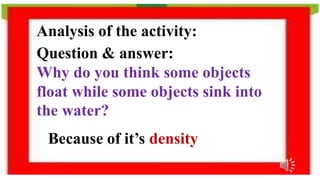 IDENTIFYING MATERIALS THAT FLOAT OR SINK | PPT