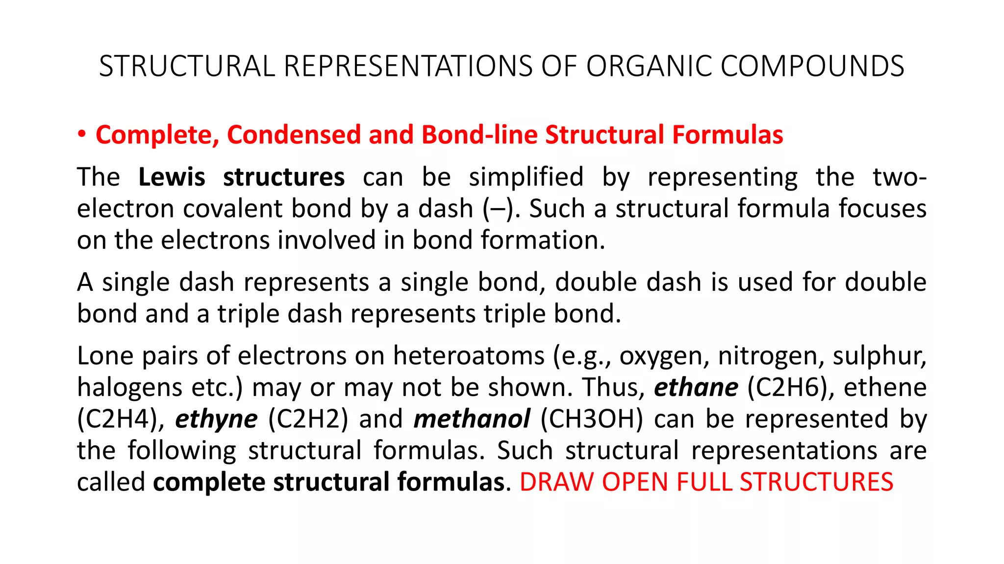 Structural representation of organic compounds | PPTX