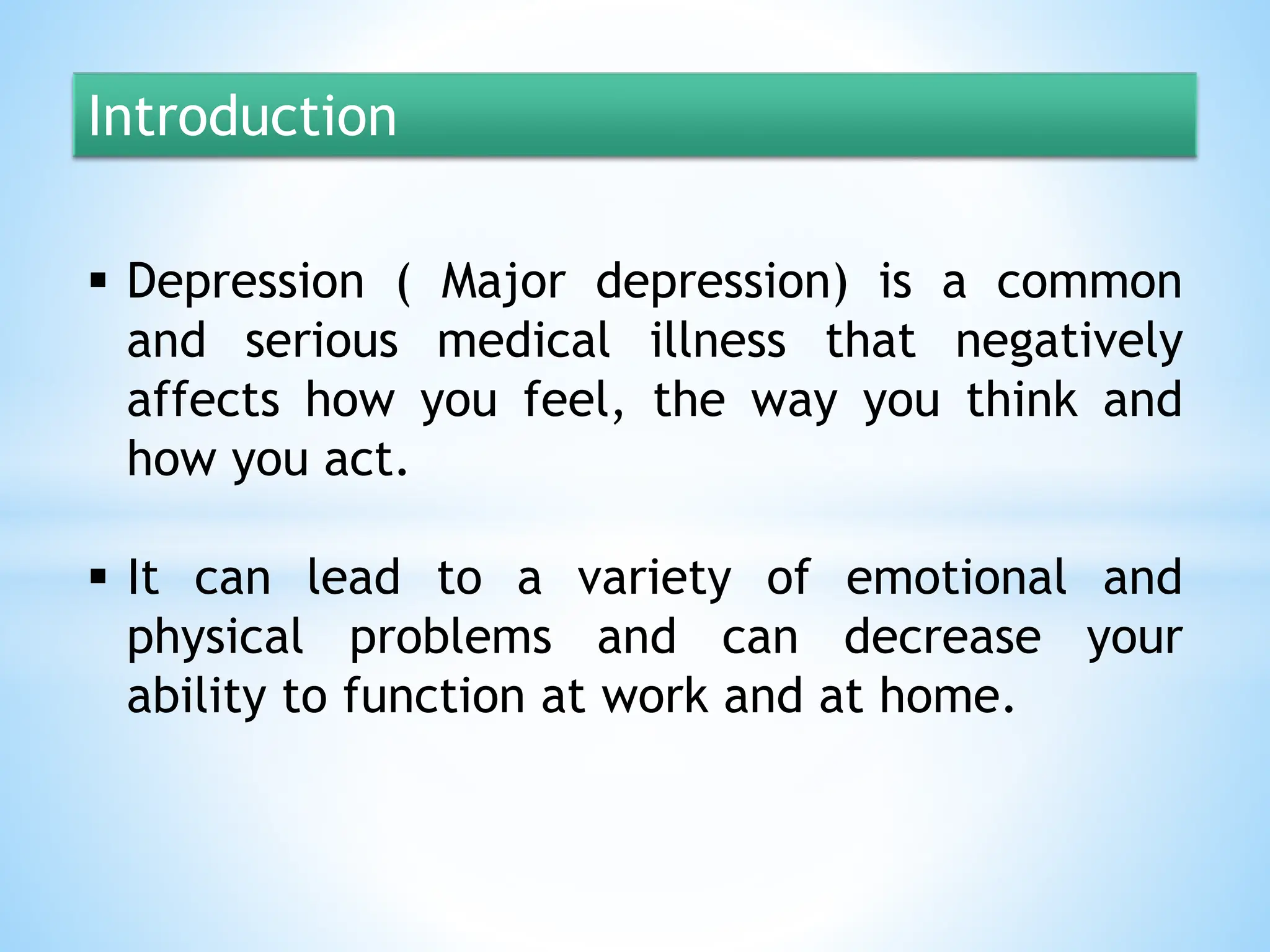 Depression slideshare | PPTX