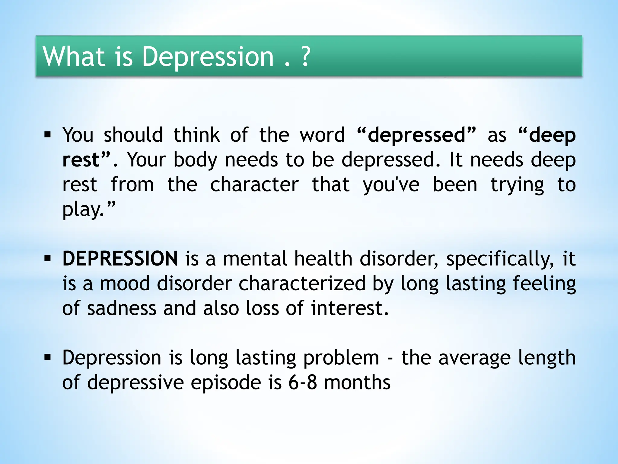 Depression slideshare | PPTX