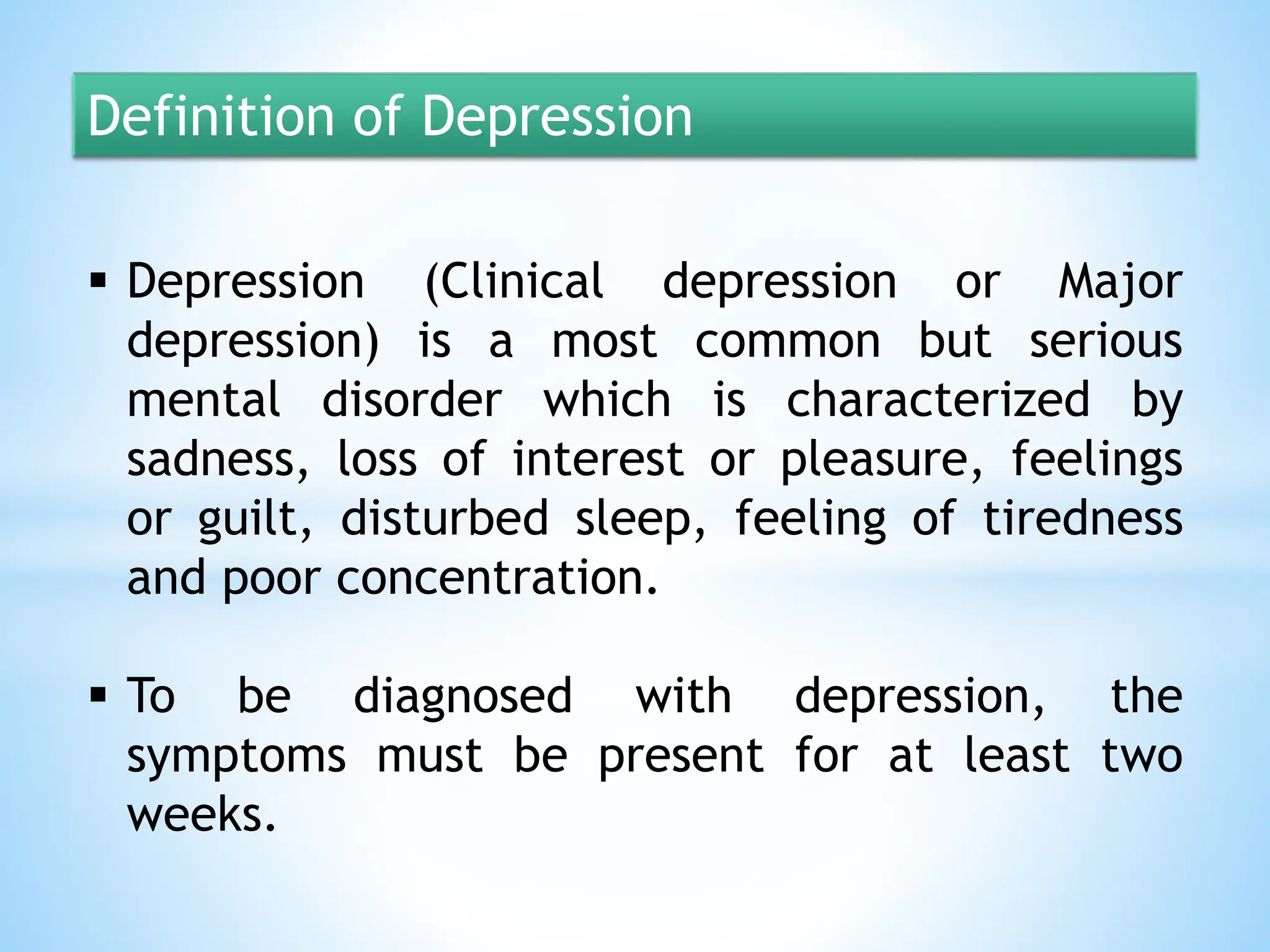 Depression slideshare | PPTX