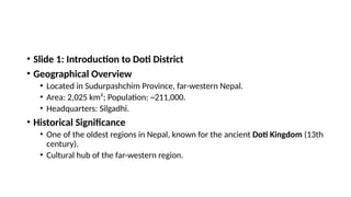 Introduction to Doti District Nepal Nepal | PPTX