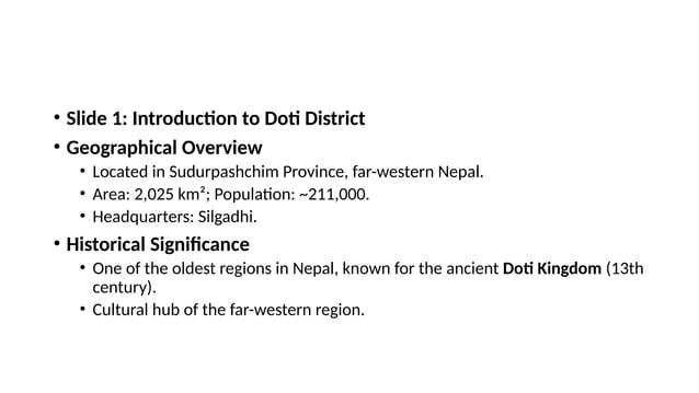 Introduction to Doti District Nepal Nepal | PPTX