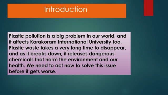 Plastic population in Karakoram International university Gilgit | PPT
