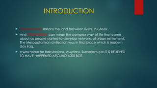 MESOPOTAMIAN CIVILIZATION ON VARIOUS ART FORMS | PPTX