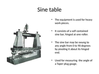 Introduction to sine bar with diagrams in metrology | PPTX