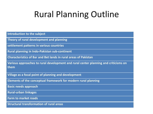 rural planning | PPTX | Land and Farms | Real Estate