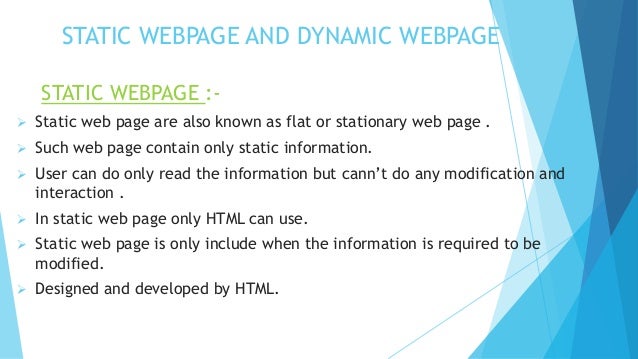 Static And Dynamic Webpage And Dhtml