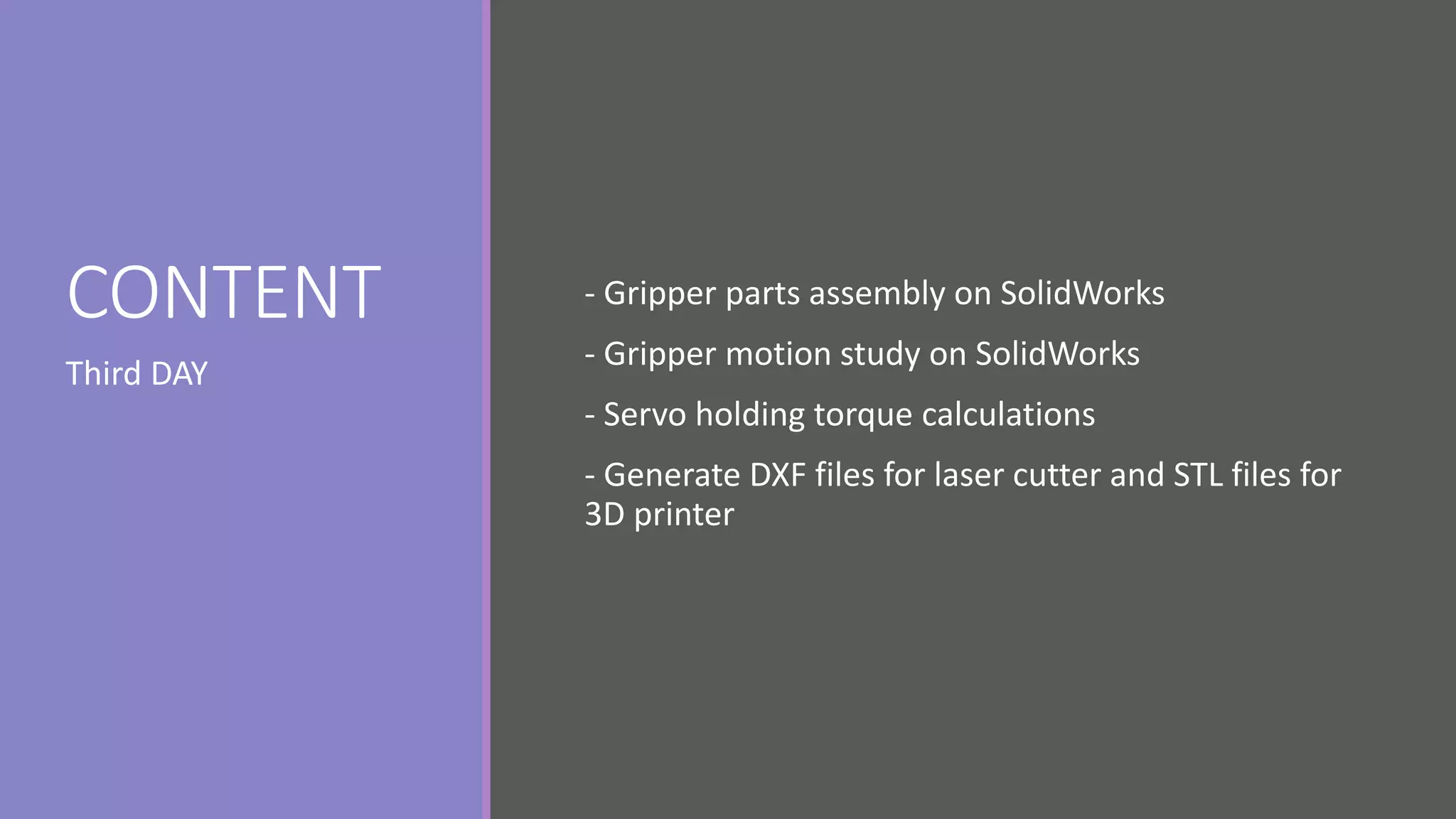 Gripper Robot Design Workshop (First Day) | PPTX