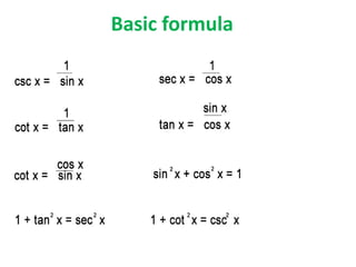 ত্রিকোণমিতি TRIGONOMETRY BASIC FORMULA | PPTX