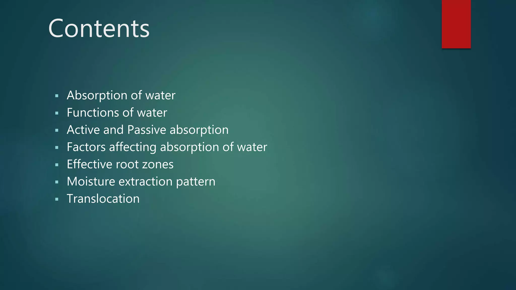 Translocation and Absorption of water by sohail | PPTX