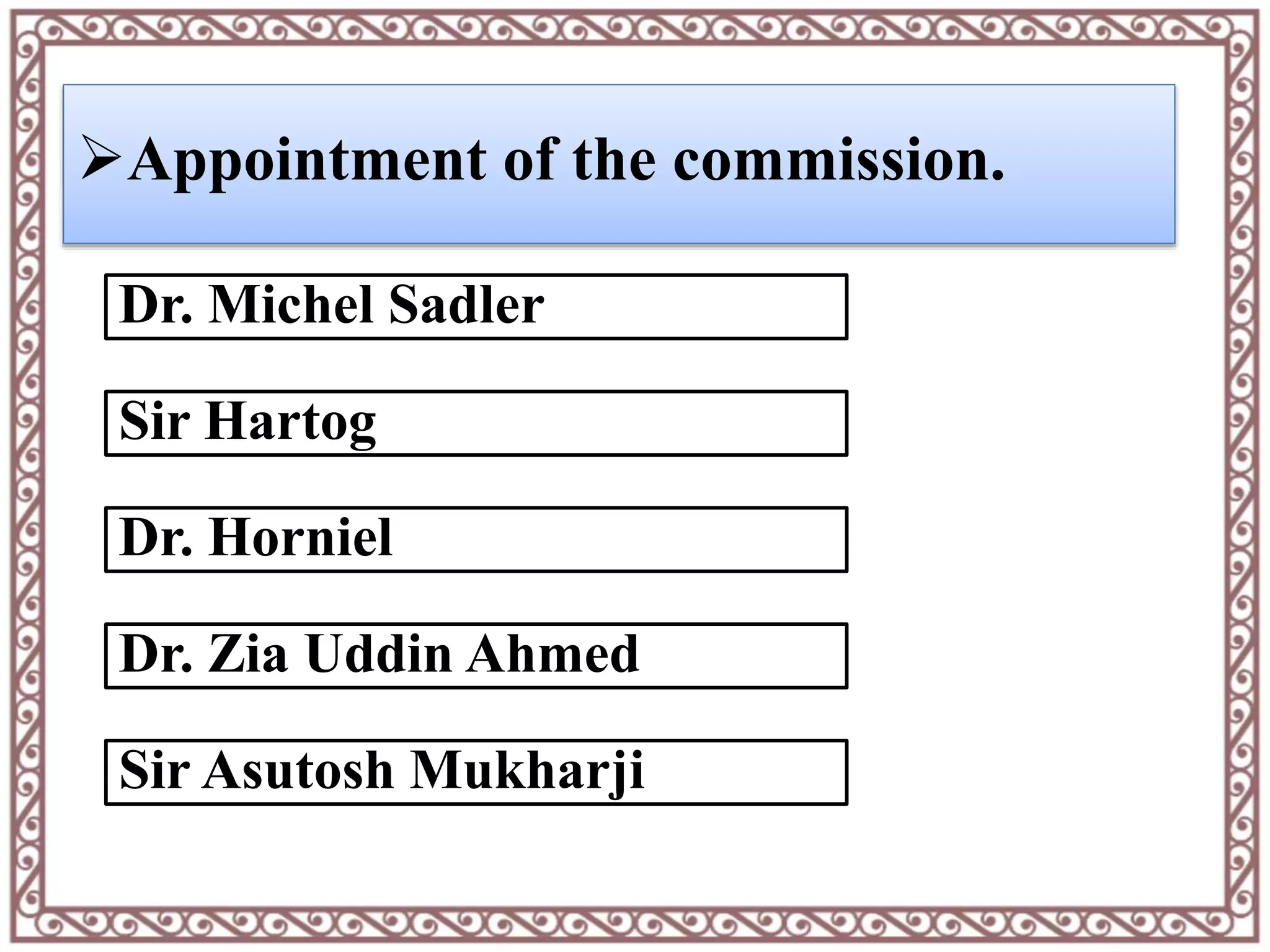 The Calcutta University Commission (1917-1919) | PPTX