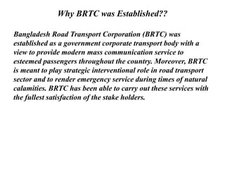 Bangladesh Road Transport corporation-BRTC | PPTX