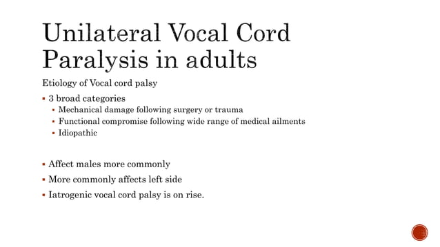 Vocal fold paralysis/ Paresis full | PPTX | Ear, Nose and Throat ...