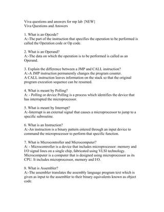 viva q&a for mp lab | DOC | Computing | Technology & Computing
