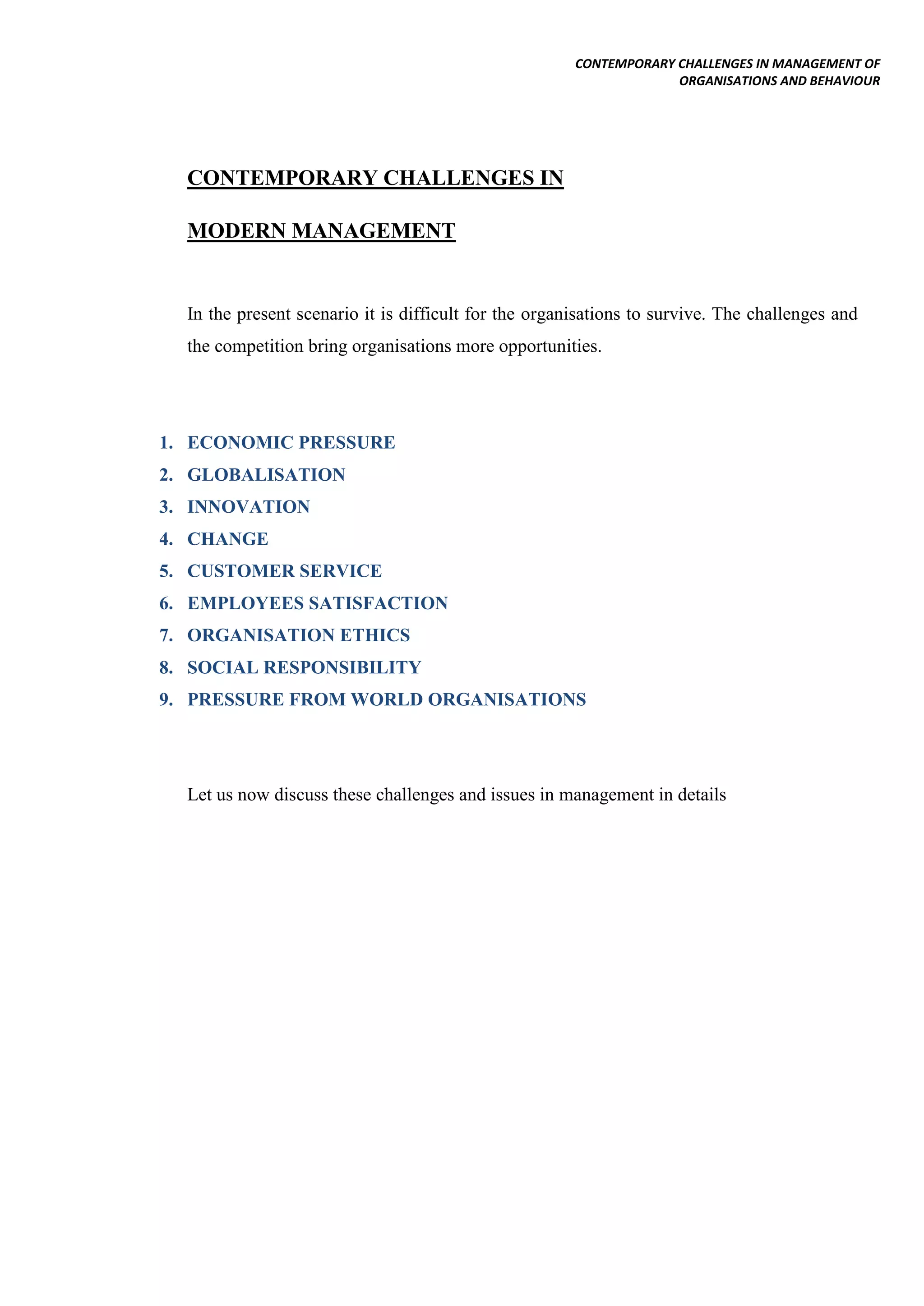 contemporary challenges in management | PDF