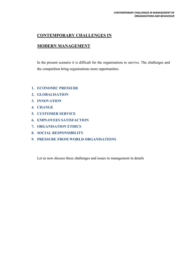 contemporary challenges in management | PDF
