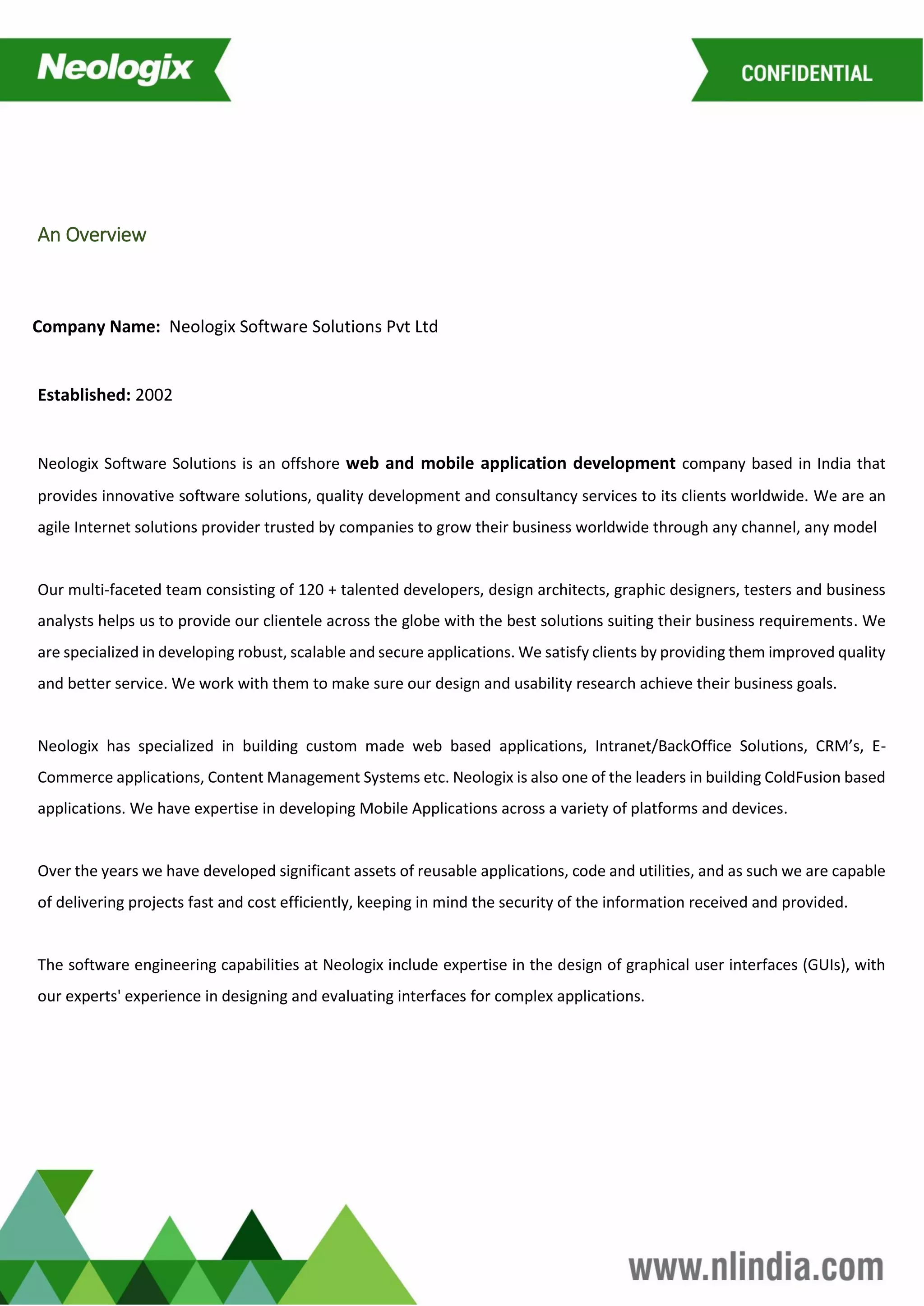 Neologix Capability Document | PDF