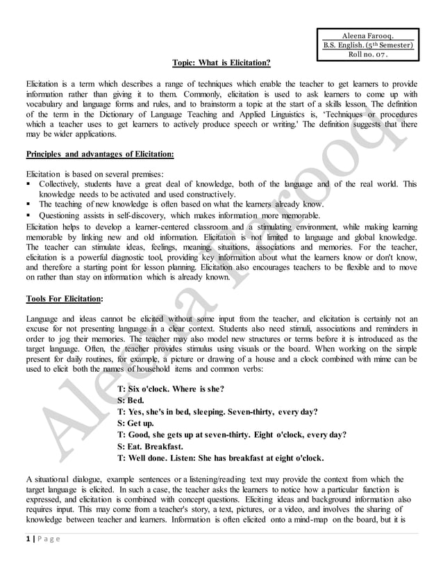 Elicitation. | PDF