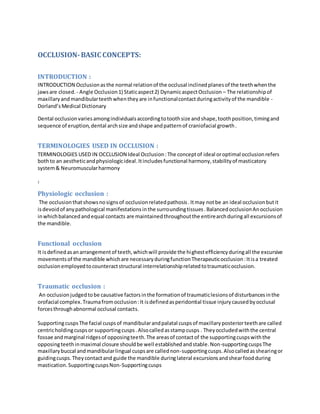 OCCLUSION BASIC CONCEPTS | PDF