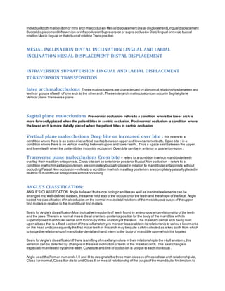 CLASSIFICATION OF MAL OCCLUSION | PDF