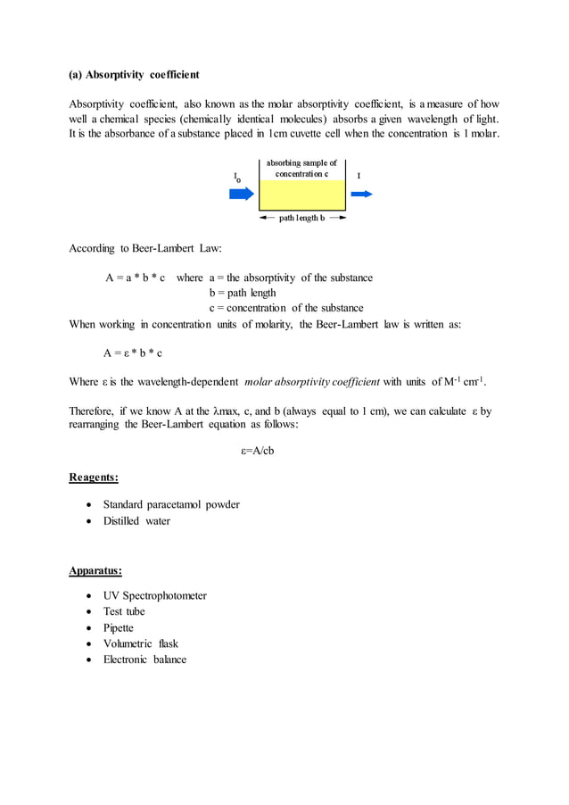 Determination of (a) Wavelength of maximum absorbance (λmax) and (b ...