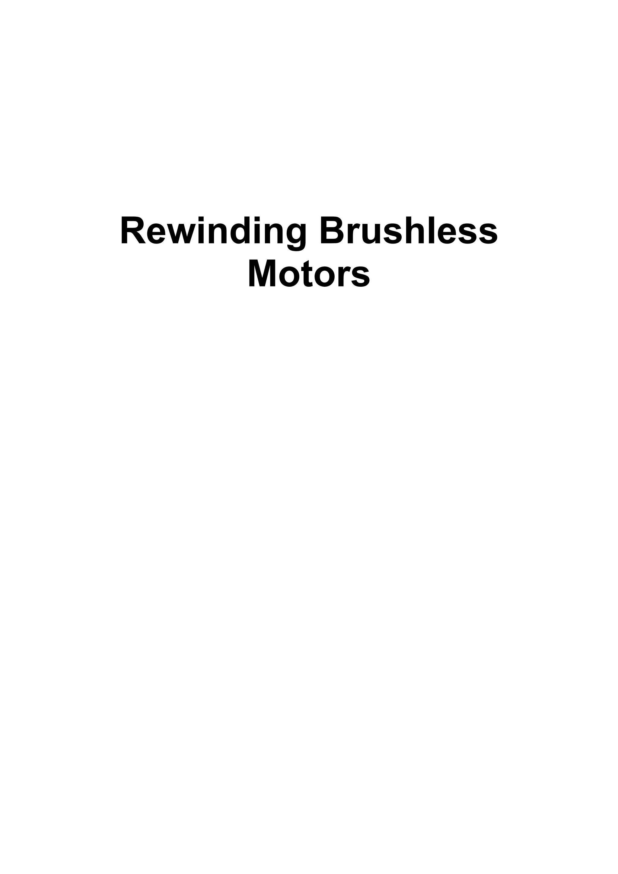 Rewinding a brushless motor | PDF