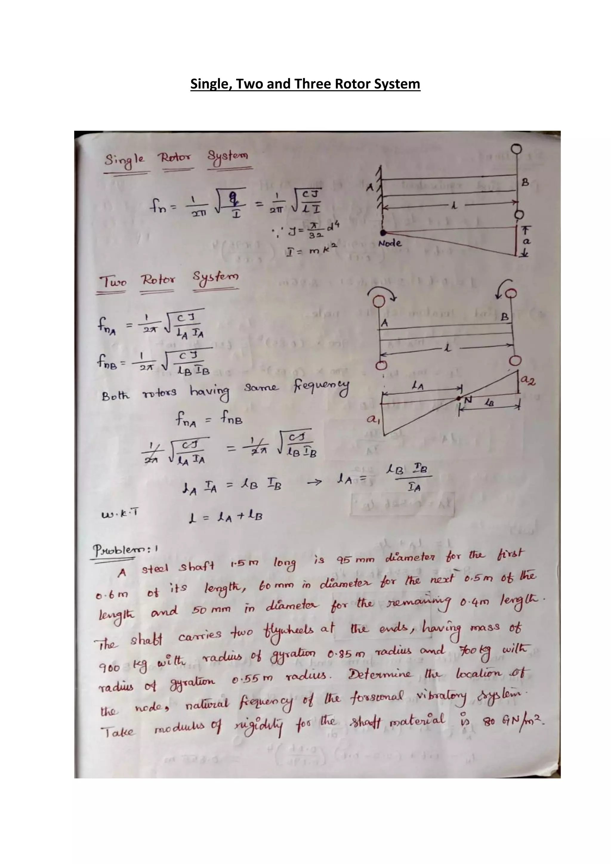 Single Rotor, Two Rotor and Three Rotor Torsional Vibration System | PDF