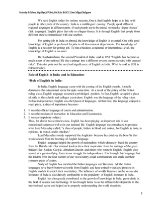 Importance of English Language and its educational objectives in ...