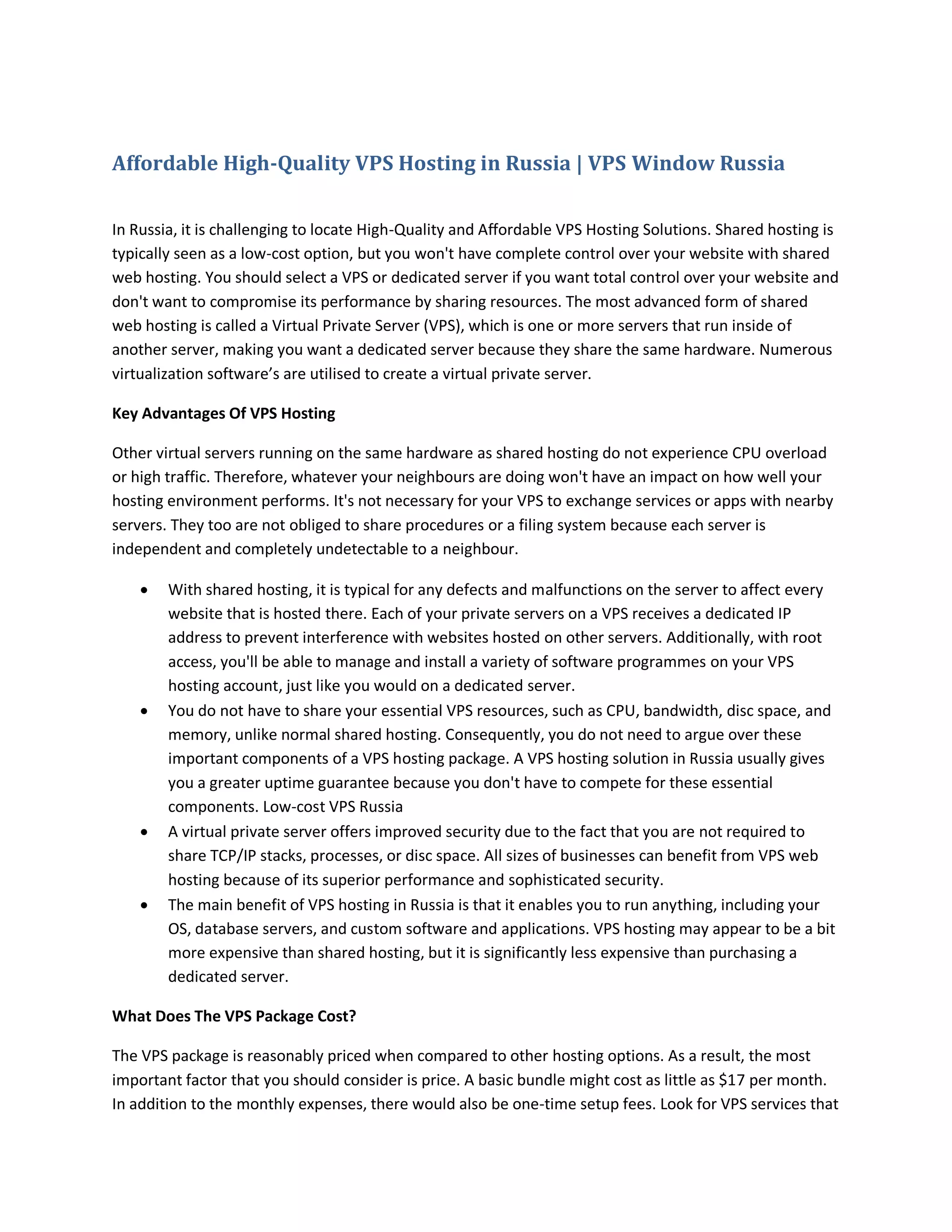 VPS Window Russia | PDF