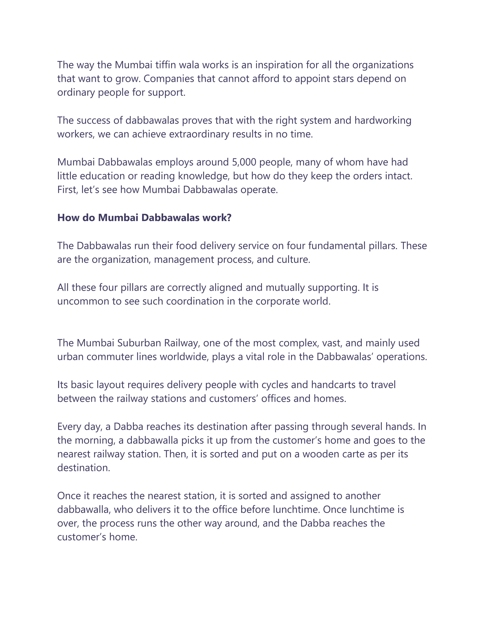 Case Study of Popular Mumbai Dabbawala System | DOCX