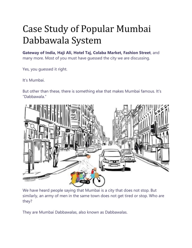 Case Study of Popular Mumbai Dabbawala System | DOCX