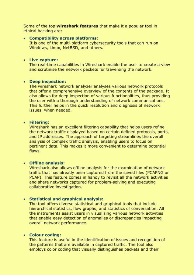 Wireshark Tool - Features & Benefits.pdf | Shareware and Freeware | Computer Software and ...