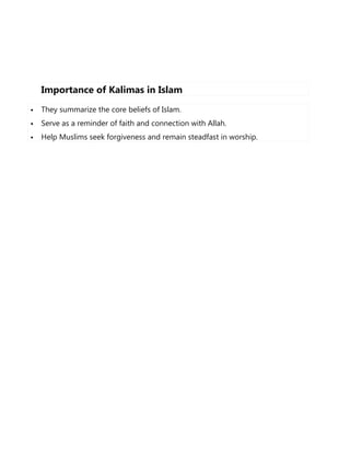 What is Kalima in Islam? How Many Kalimas Are in Islam? | PDF