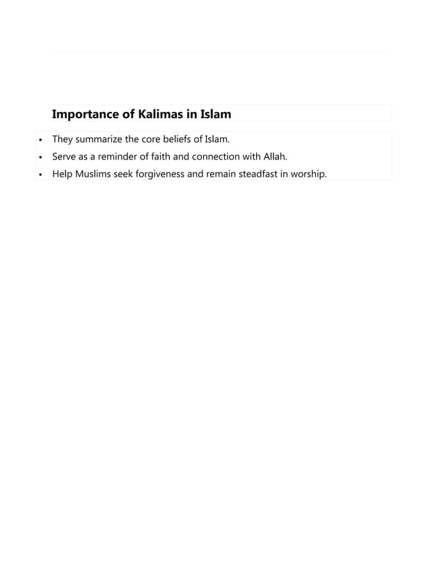 What is Kalima in Islam? How Many Kalimas Are in Islam? | PDF