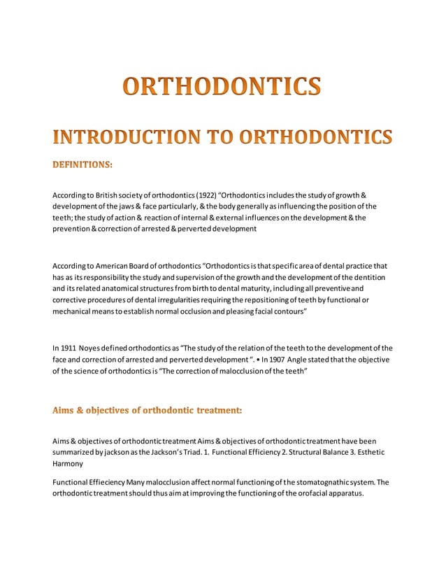 introduction to orthodontics | DOCX
