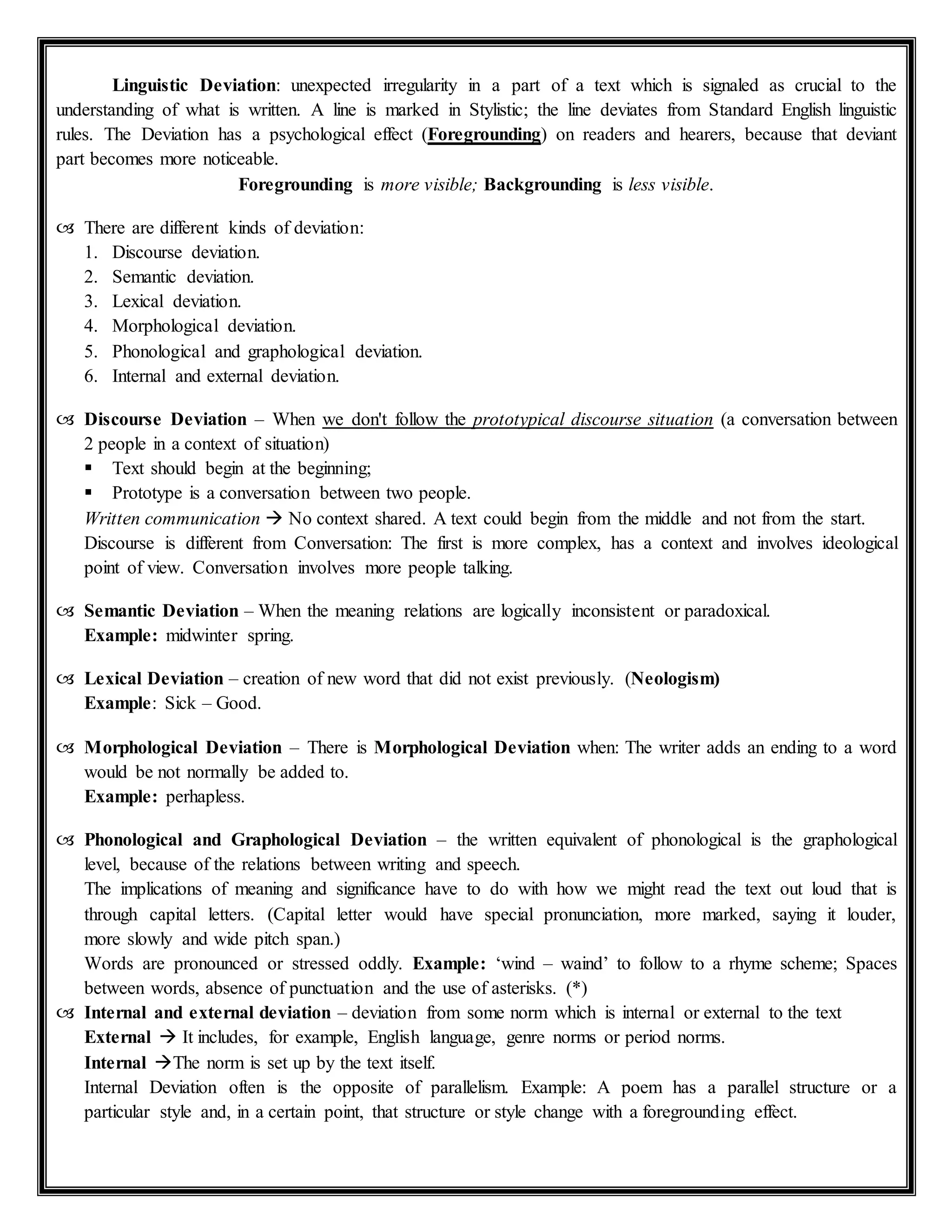 Stylistics - Norm and Deviation. | DOCX