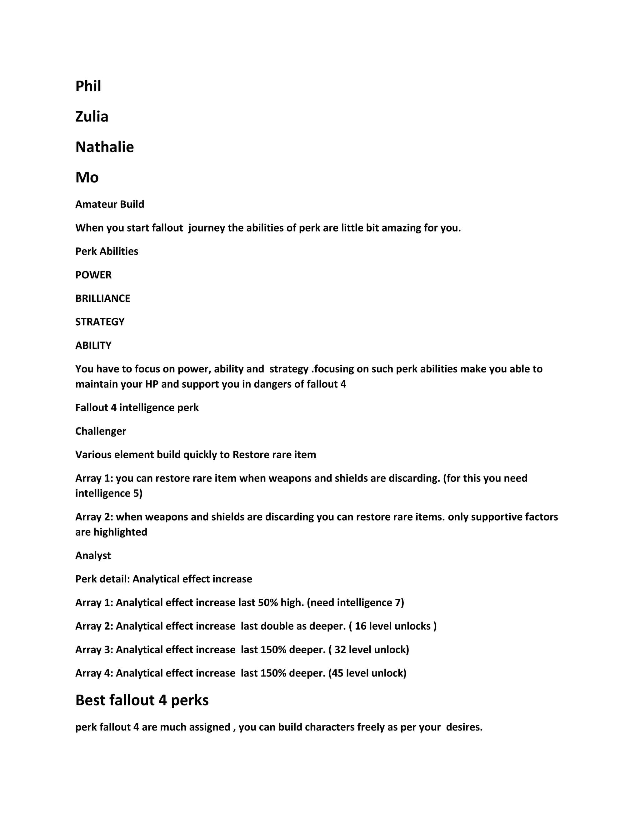 Fallout perk chart | PDF