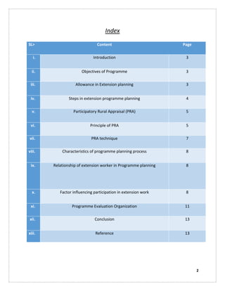 Programme planning and evaluation in extension work | PDF