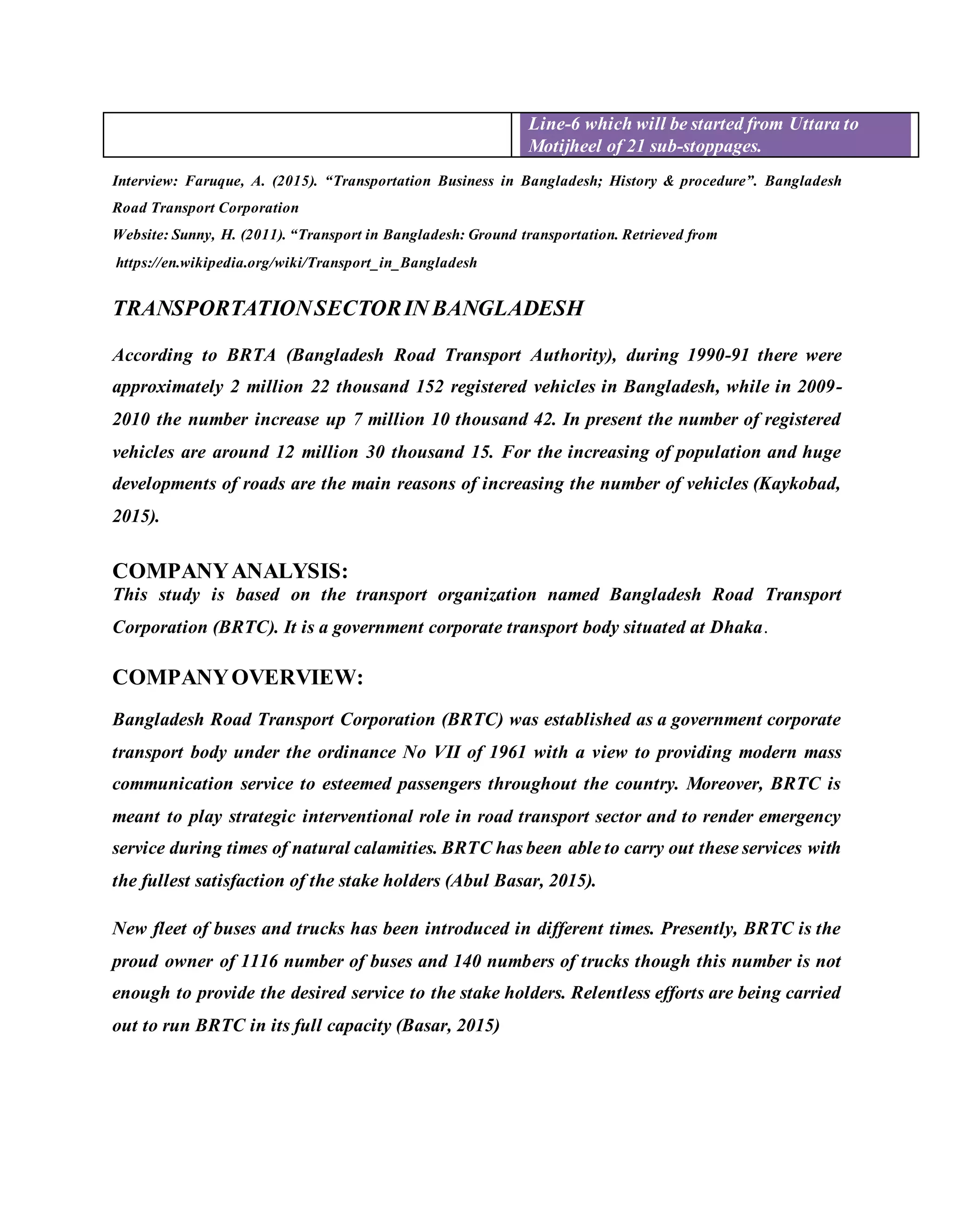 Bangladesh Road Transport Corporation-BRTC | DOCX