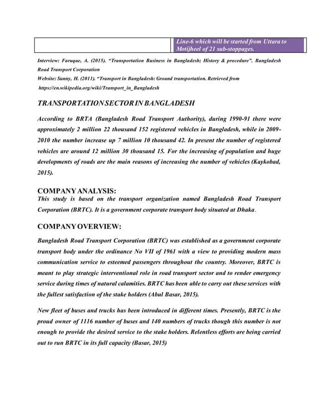 Bangladesh Road Transport Corporation-BRTC | DOCX | Rail Travel ...